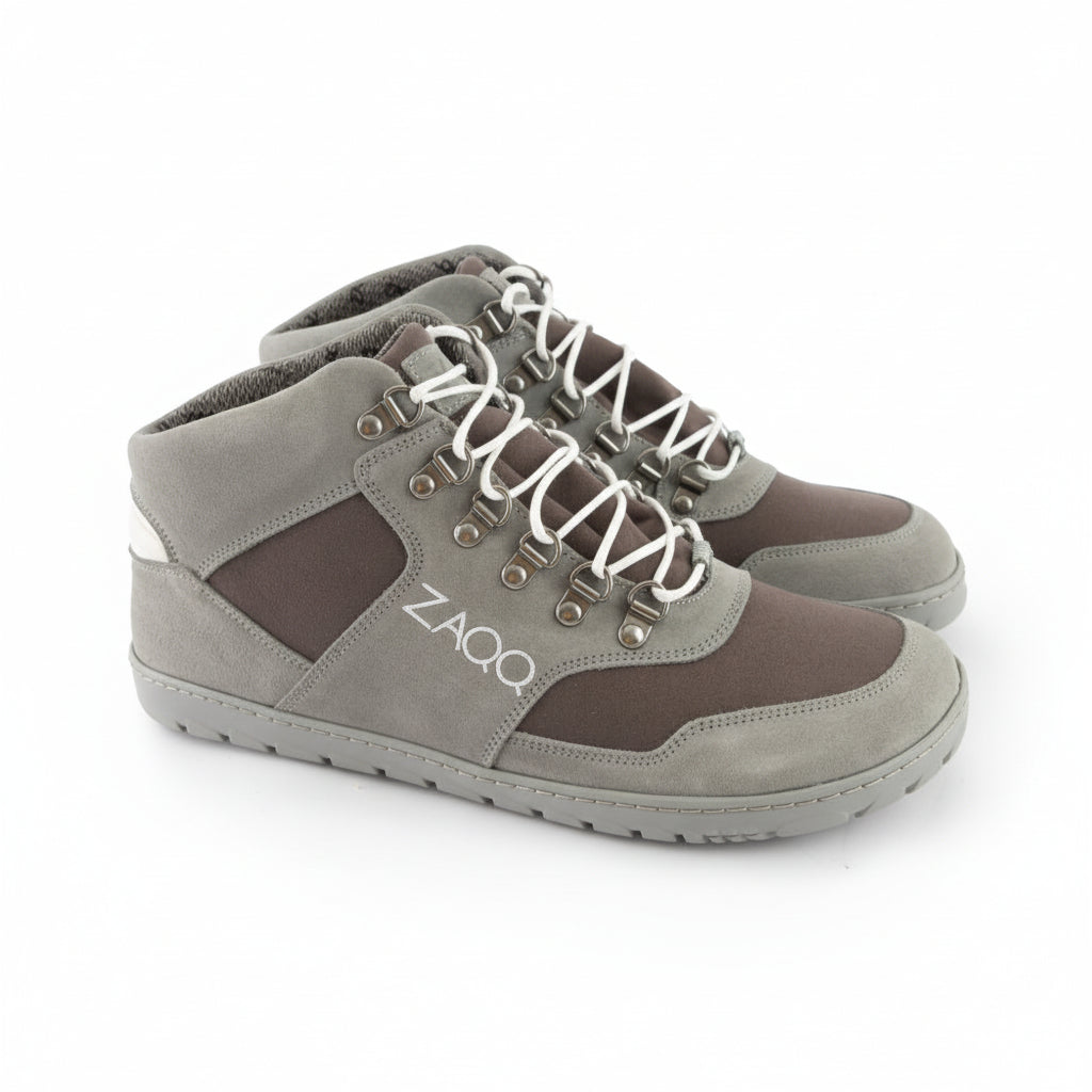ZAQQ HIQE MID DARK GREY WATERPROOF | Veganer Outdoor Barfußschuh